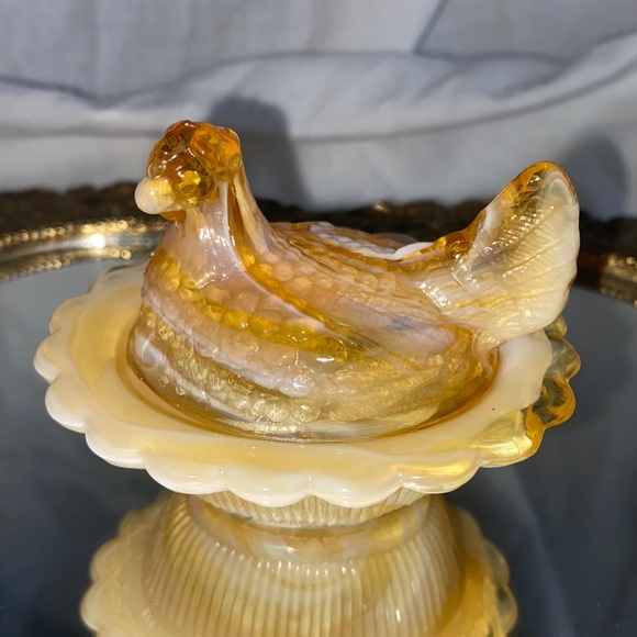 Mosser | Kitchen | Vintage Mosser Butterscotch Slag Mini Hen On Nest ...